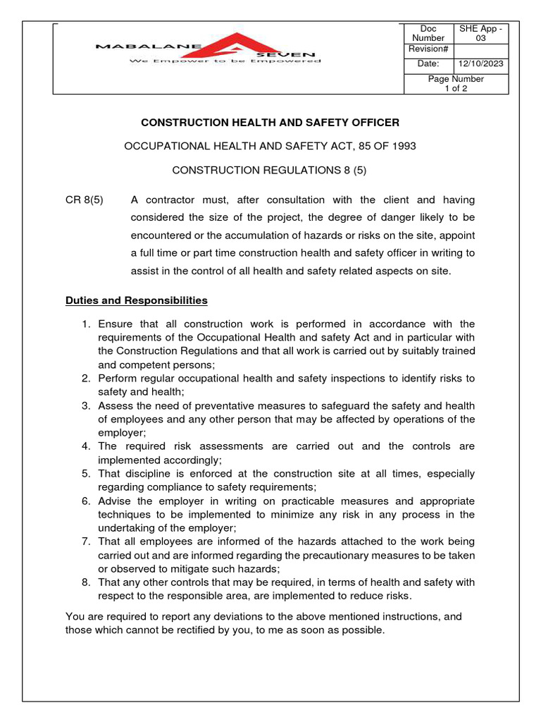 She App 3 - Chso 8 | PDF | Occupational Safety And Health | Safety