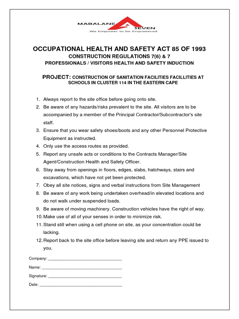 Visitors Safety Induction | PDF