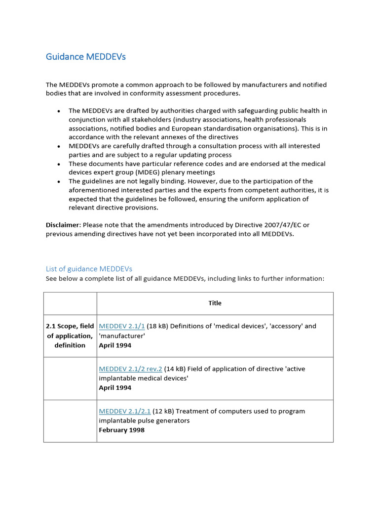 MD Guidance Meddevs | PDF | Medical Device | Medicine