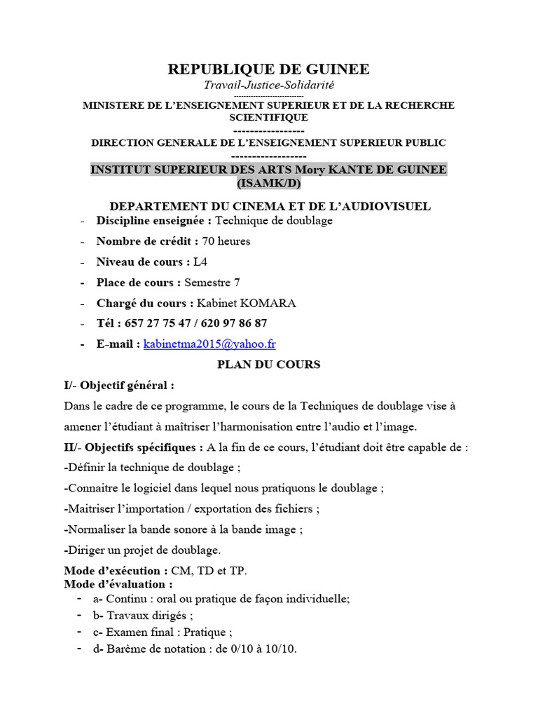 Techniques de Doublage Audiovisuel L4 | PDF | Informatique