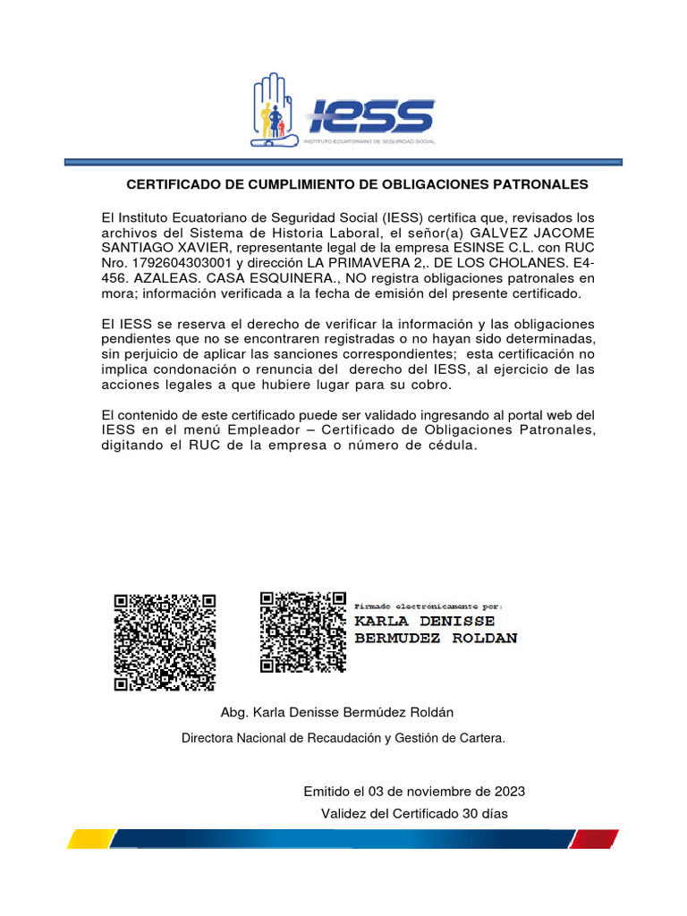 Certificado Del Iess | PDF