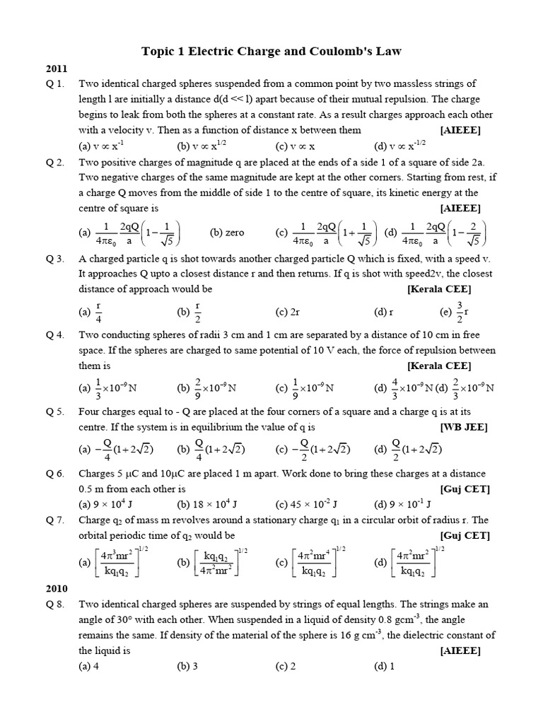 16 Electrostatics-I | PDF | Electric Field | Sphere