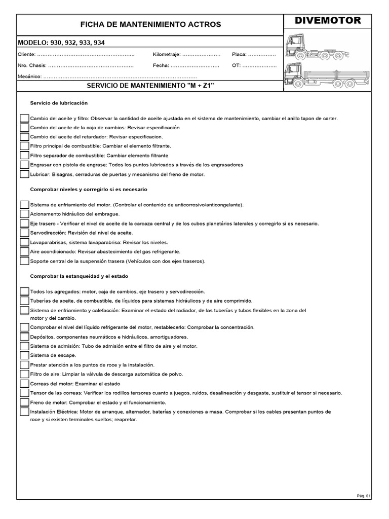 Actros Todos Ficha M + Z1 | PDF | Eje | Vehículos