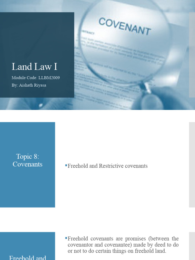 Freehold and Restrictive Covenants Explained | PDF | Covenant (Law) | Equity (Law)