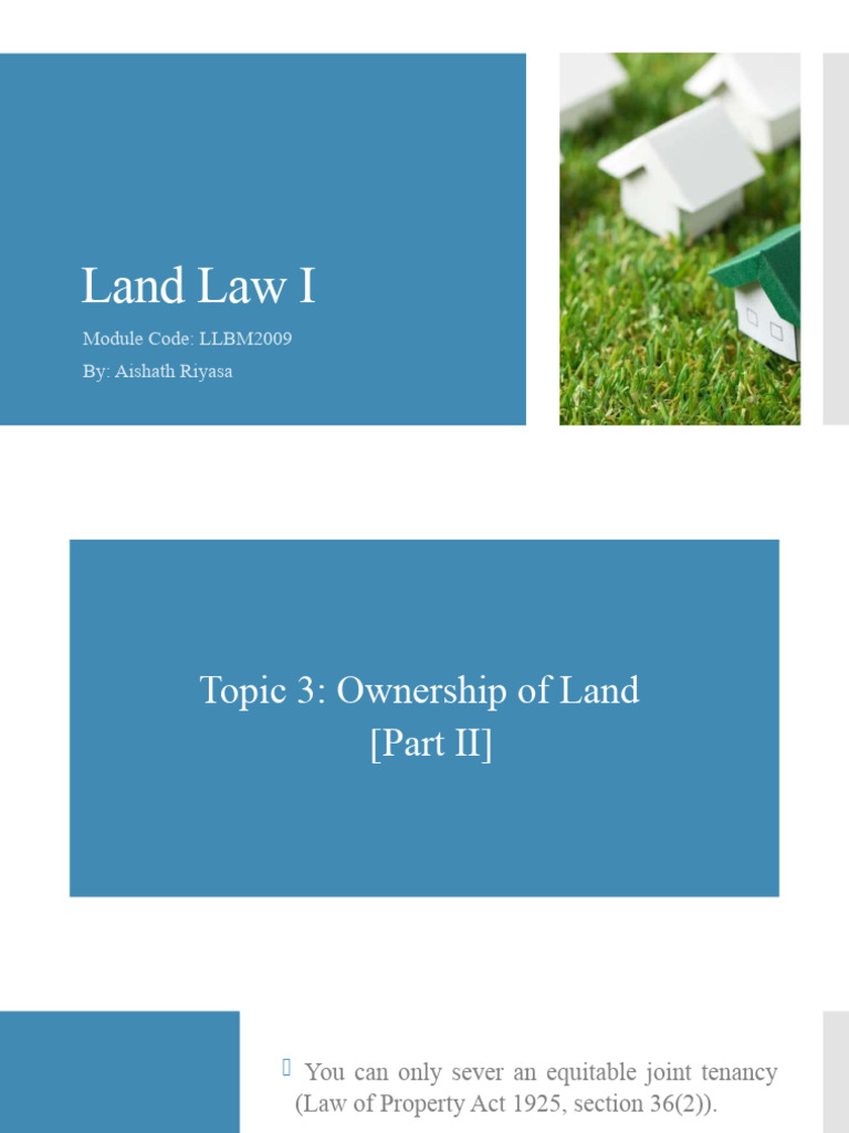 Severance of Joint Tenancy in Land Law | PDF | Concurrent Estate ...