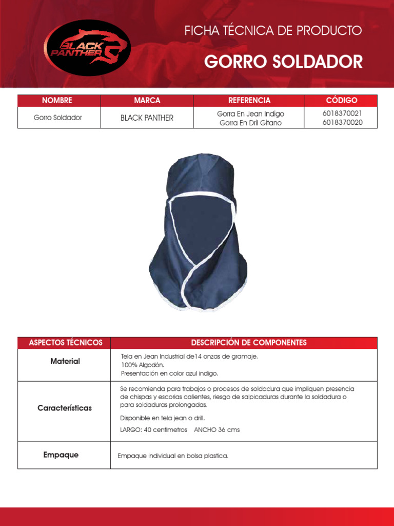 Gorro Soldador: Tela y Características | PDF