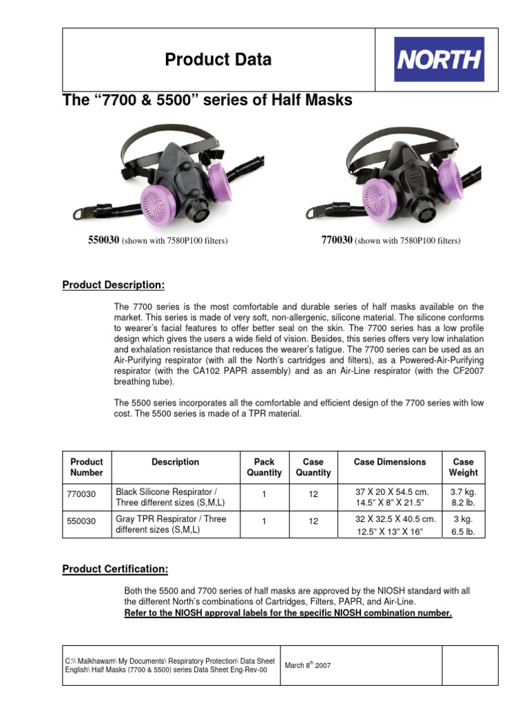 Half Masks (7700 & 5500) Series Data Sheet Eng-Rev-00 | PDF ...