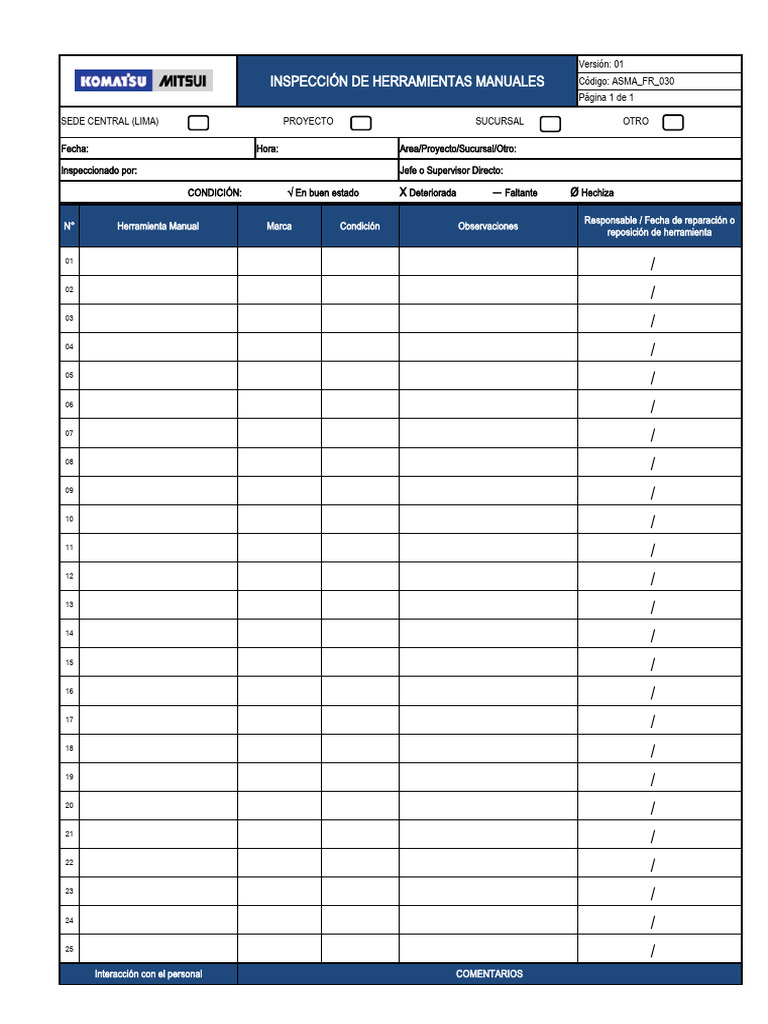 Inspección de Herramientas Manuales | PDF Inspección de Herramientas Manuales | PDF