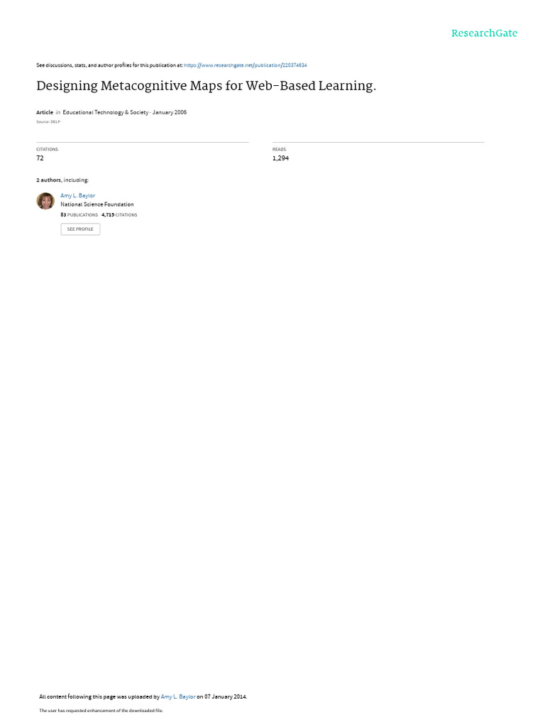Designing_Metacognitive_Maps_for_Web-Based_Learnin | PDF | Metacognition | Learning