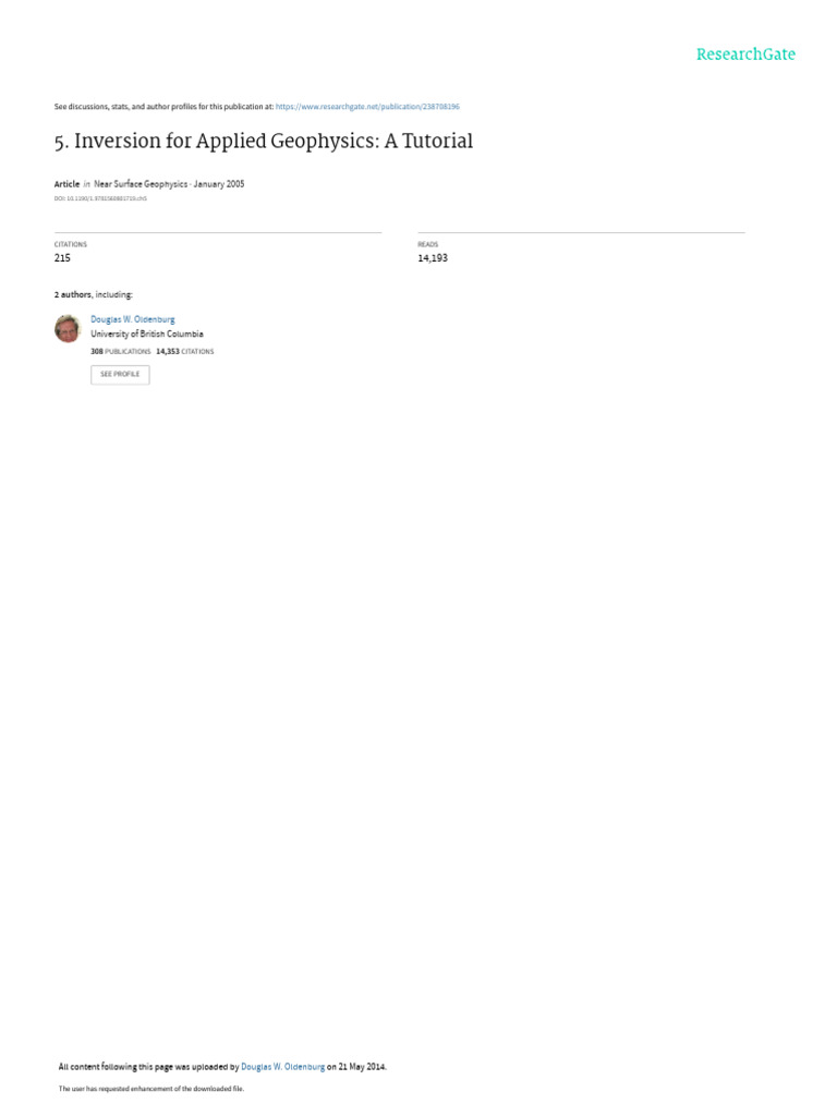 Geophysics Inversion Tutorial | PDF | Inverse Problem | Geophysics