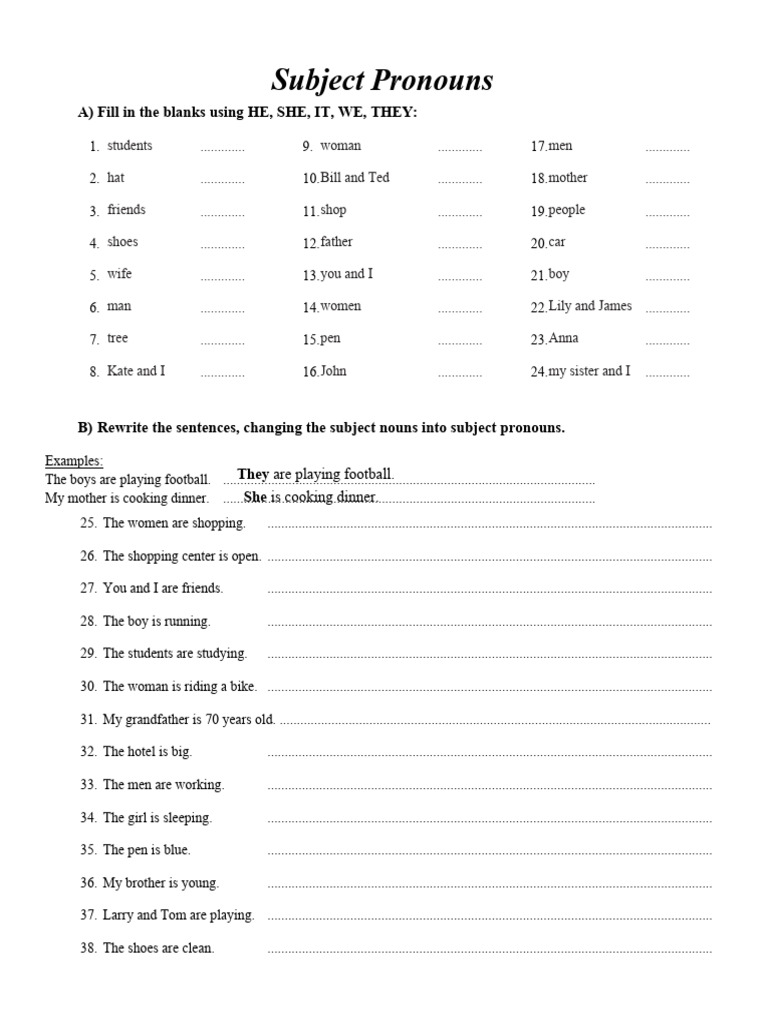 Subject Pronouns | PDF | Grammar | Morphology