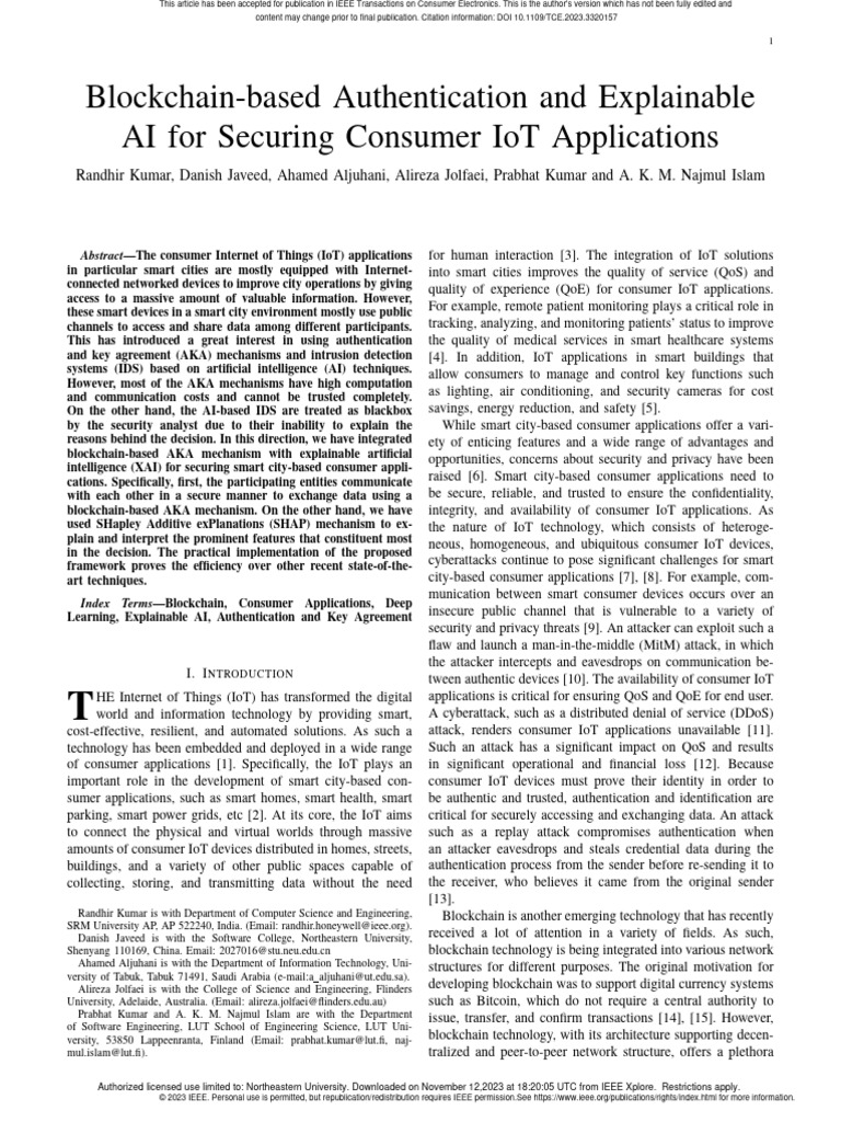 Blockchain Based Authentication And Explainable Ai For Securing Consumer Iot Applications Pdf