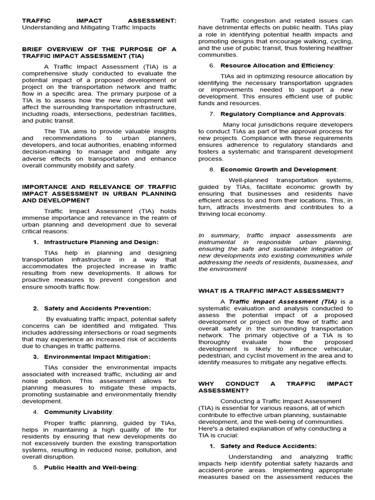 Traffic Impact Assessment | PDF | Traffic | Simulation