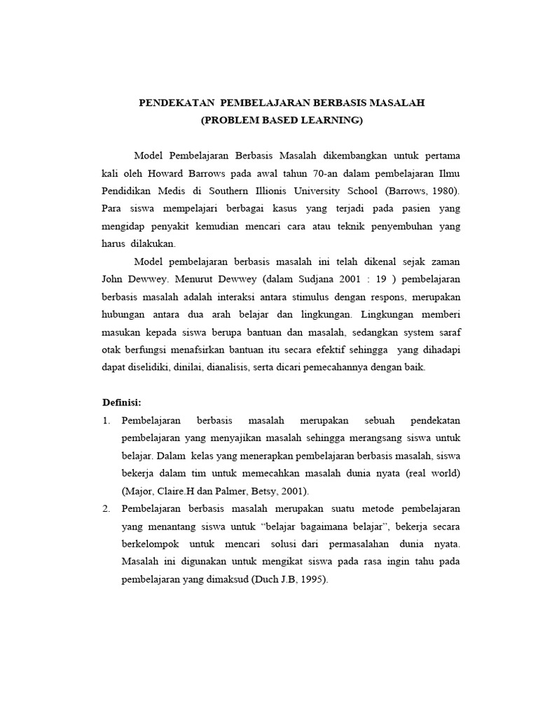 Pendekatan Pembelajaran Berbasis Masalah | PDF