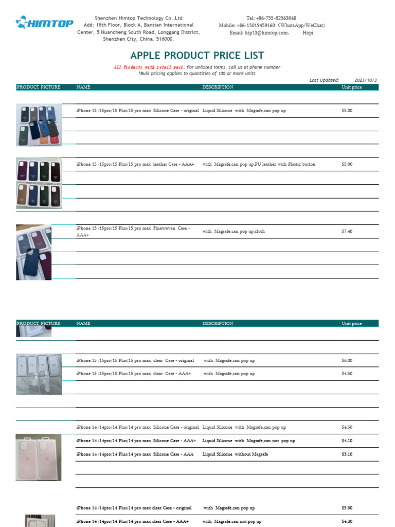 Apple Price List | PDF | Consumer Electronics | I Phone