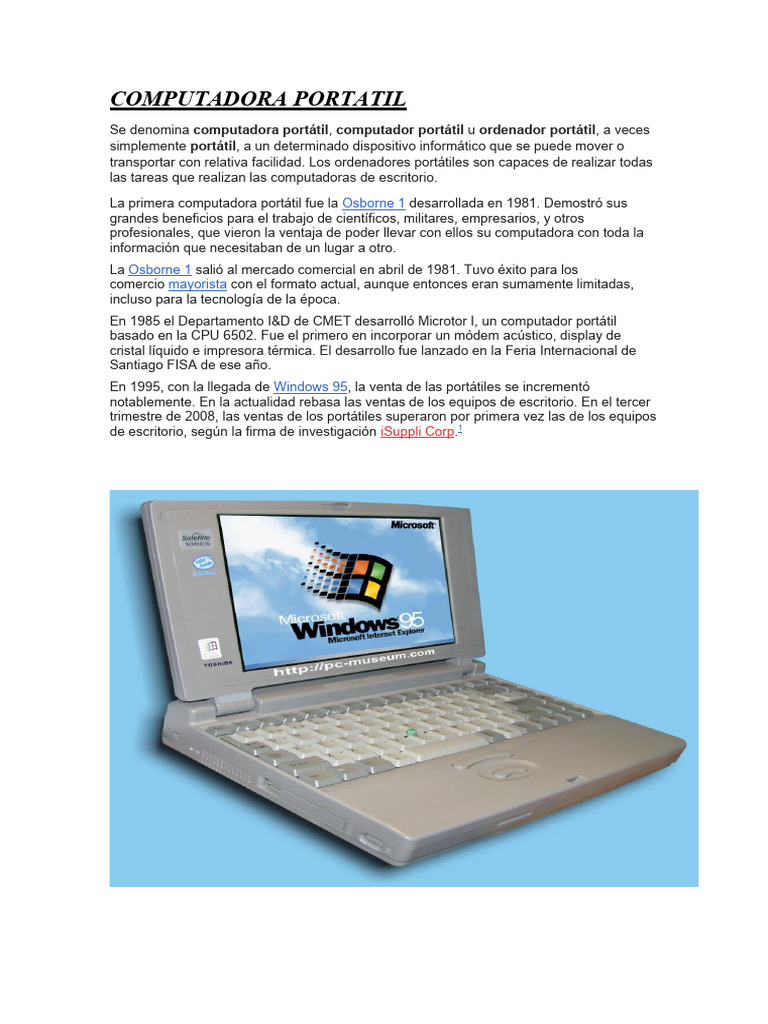 Partes y evolución de la computadora portátil | PDF | Ordenador ...