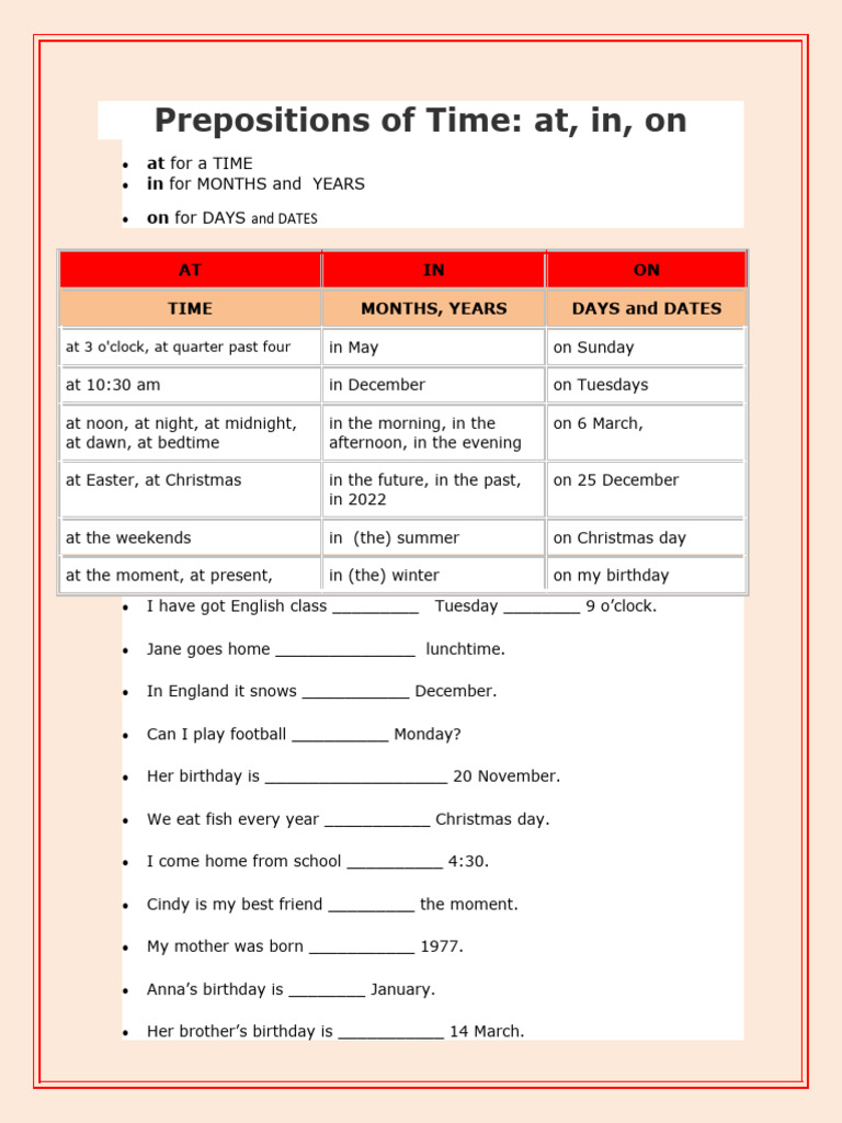 Time Phrases | PDF
