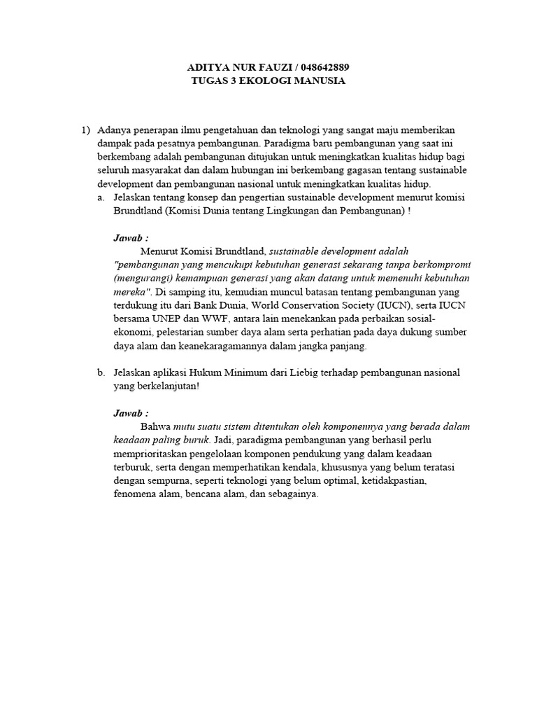 Tugas 3 Ekologi Manusia | PDF