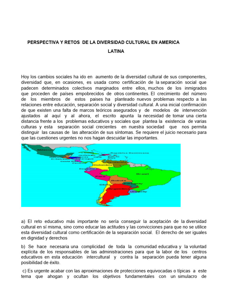 Perspectivas de La Diversidad Culturalen America Latina 1 Cuatrimestre ...