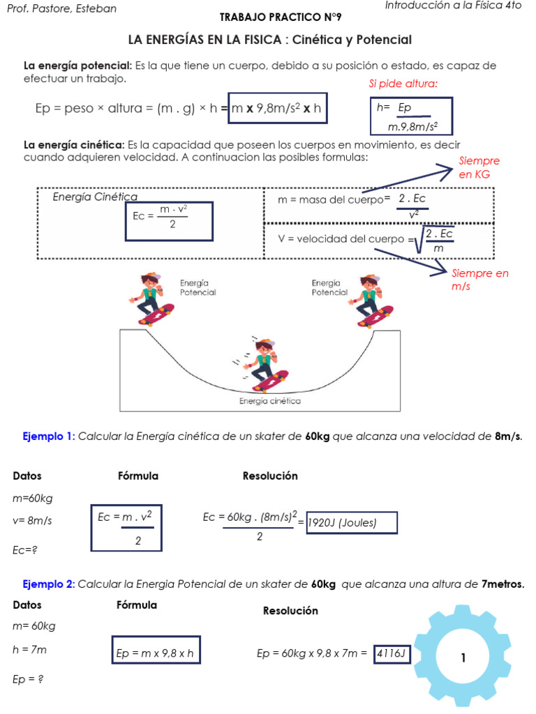Trabajo Practico N°9 Energia Cinetica y Potencial | PDF | Masa ...
