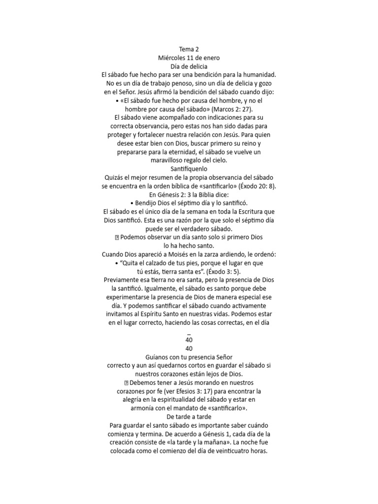 Tema 3 Día de Delicia | PDF | Shabat | Biblia