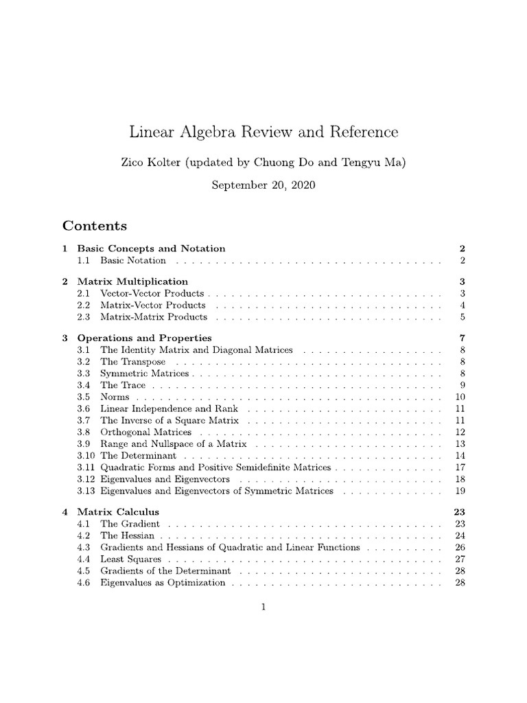 Stanford Liniar Algebra CS229 | PDF