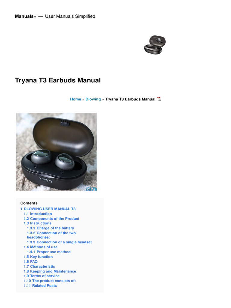 Tryana T3 Earbuds Guide | PDF | Headphones | Radio