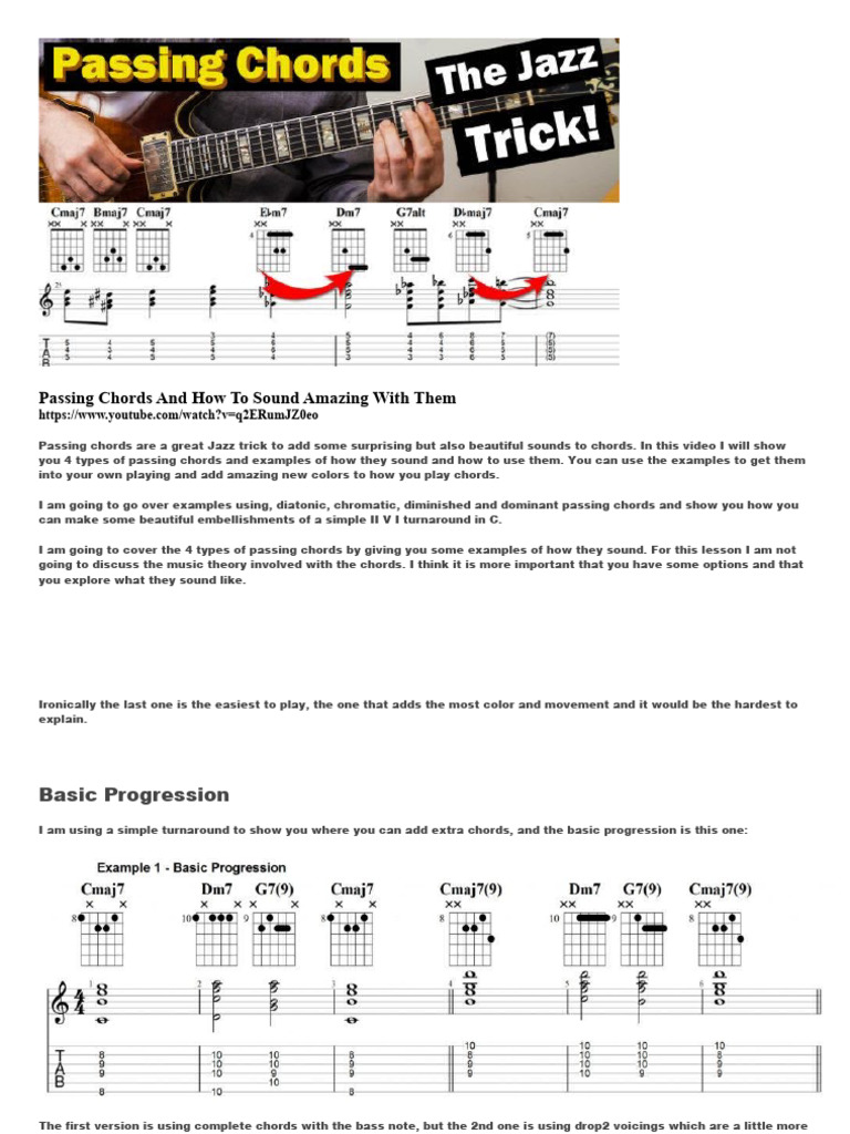 Use Passing Chords - Larsen | PDF | Chord (Music) | Musical Techniques