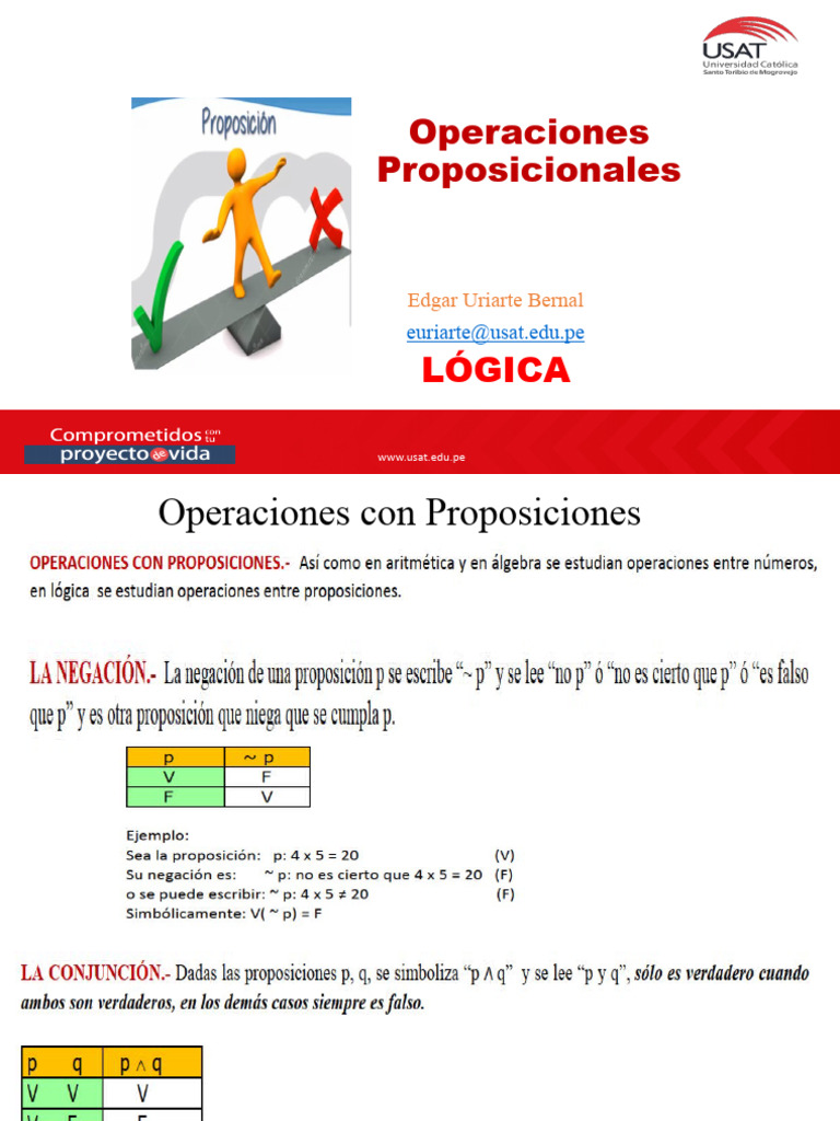 Operaciones Proposicionales Lógicas | PDF