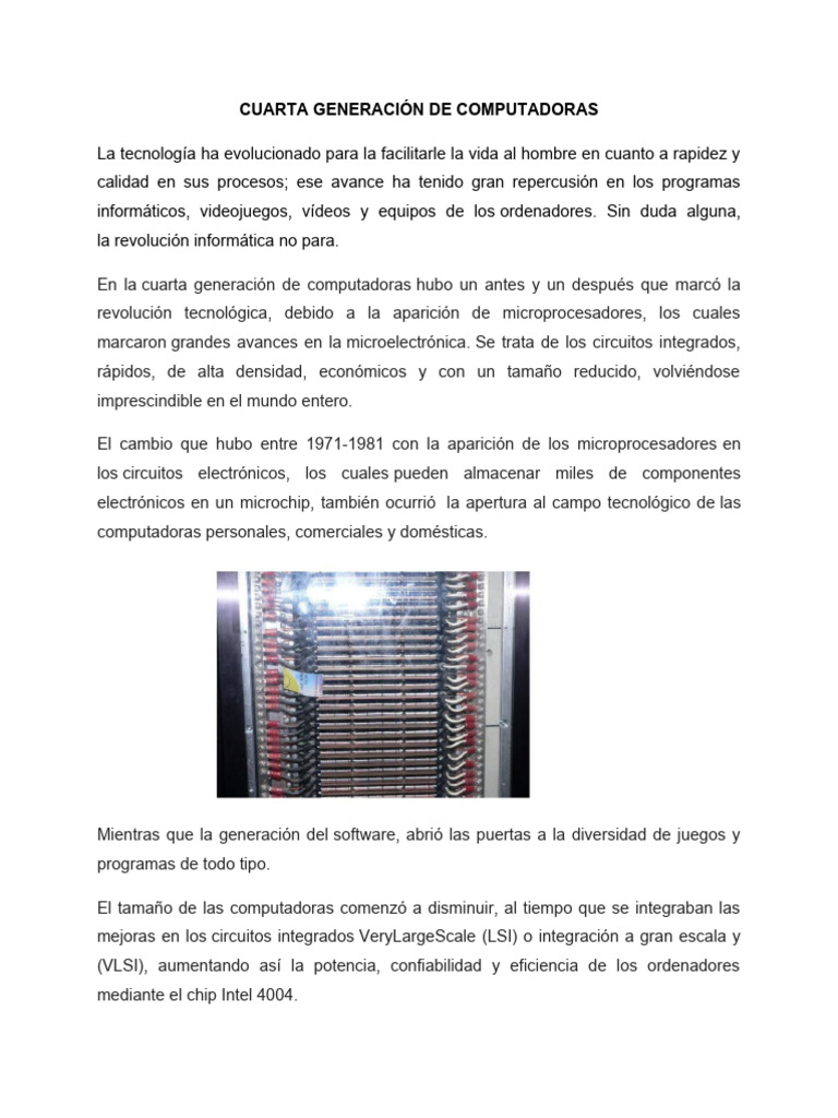 4ta Generacion de Computadoras Def | PDF | Microprocesador | Circuito integrado