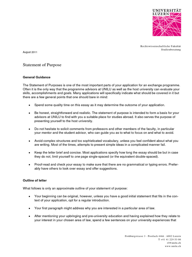 Statement of Purpose Guideline | PDF | Experience | Essays