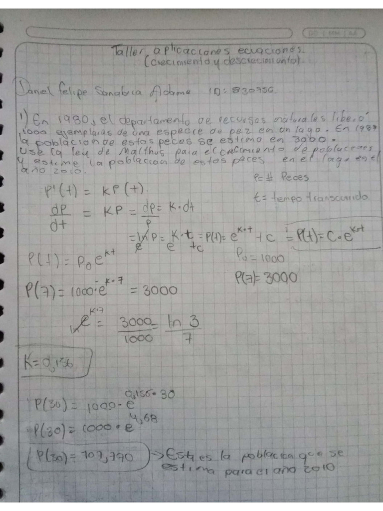 Taller Aplicaciones EDO | PDF