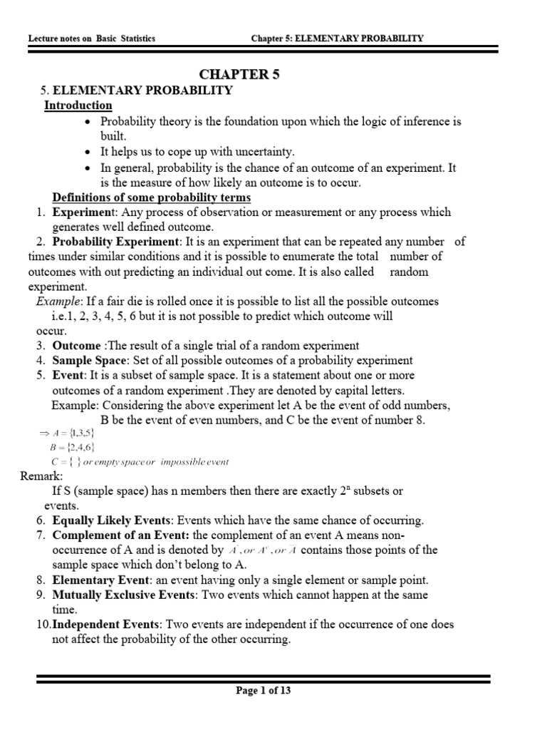 Chapter 5 Elementary Probability2 | PDF | Probability | Randomness