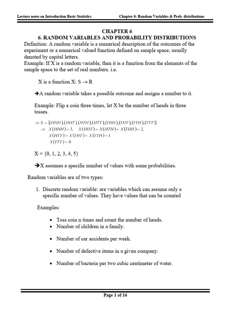 Chapter-6 and 7 | PDF | Probability Distribution | Random Variable