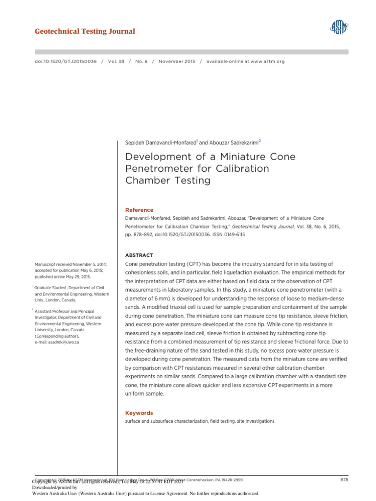 Development of A Miniature Cone Penetrometer For Calibration Chamber ...