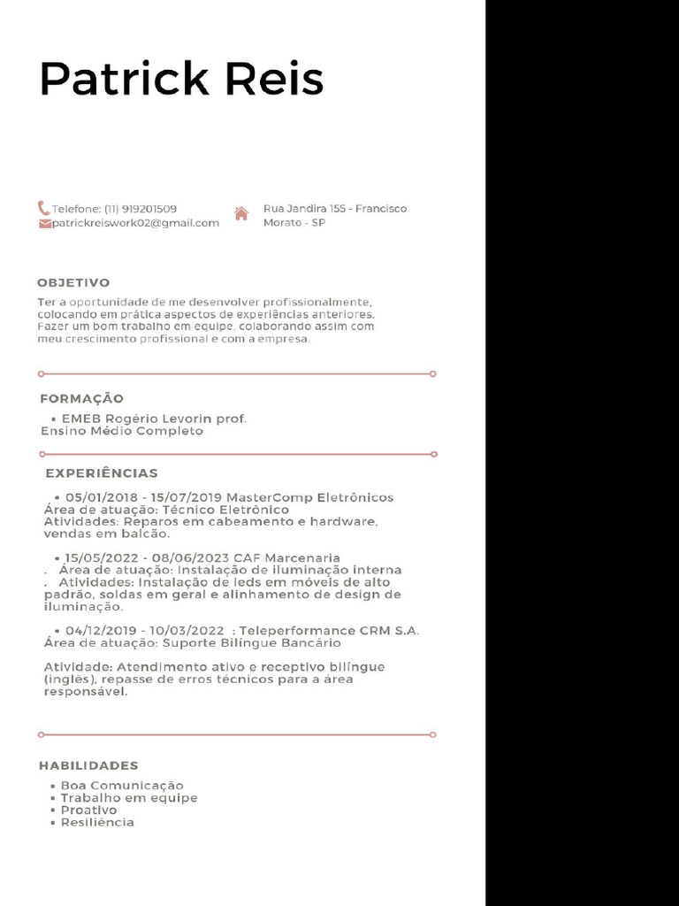 Curriculo Atualizado Patrick | PDF