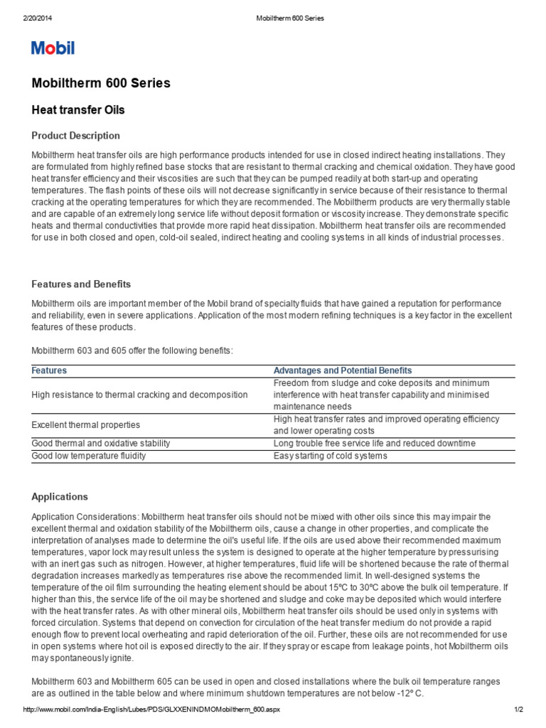 Mobiltherm 605 | PDF | Heat Transfer | Heat