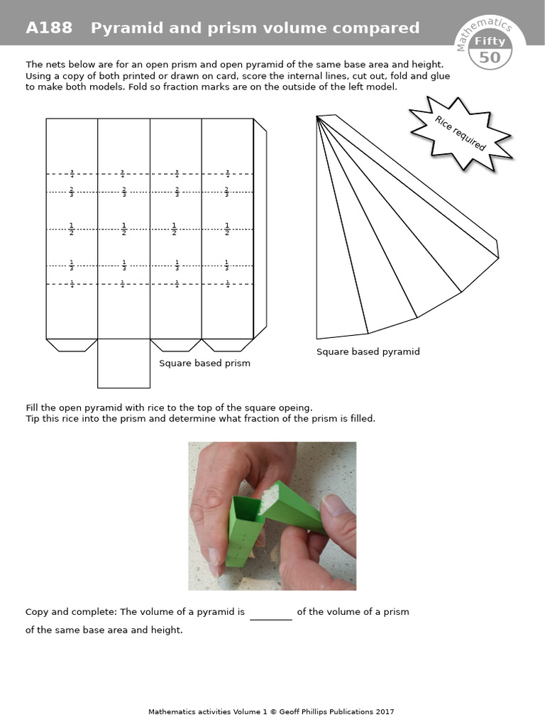 A188 Pyramid and Prism Volume 03-Activities Book-3 | PDF | Geometry ...