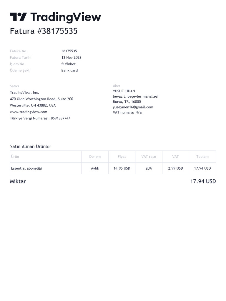 TradingView Invoice | PDF