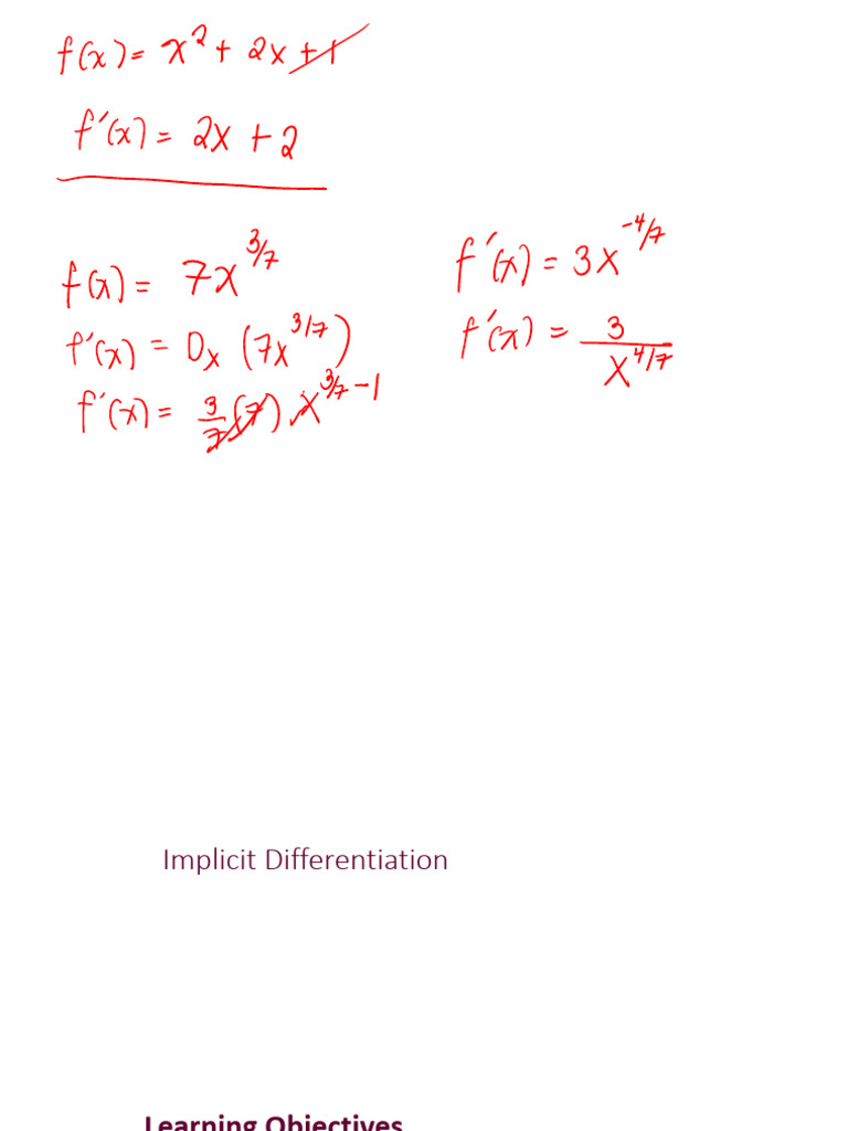 Implicit Differentiation | PDF | Trigonometric Functions | Derivative