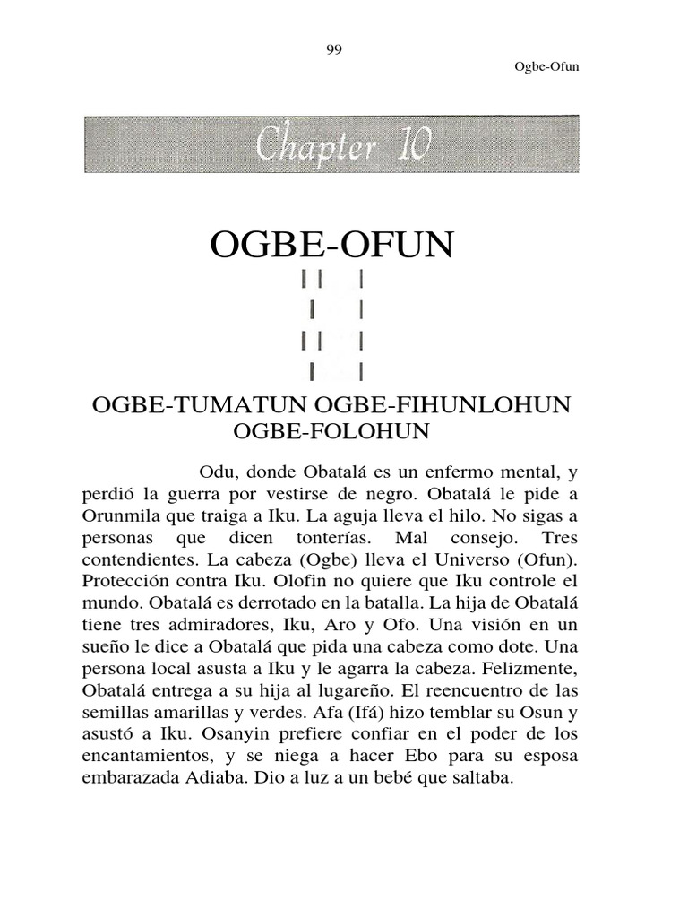 Los Odus de Ogbe. Ogbe Ofun | PDF