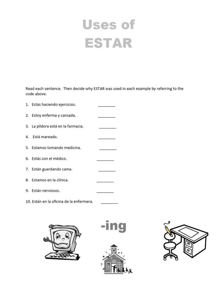 Ser Vs Estar Practice - Span1 | PDF | Cuidado de la salud | Medicina