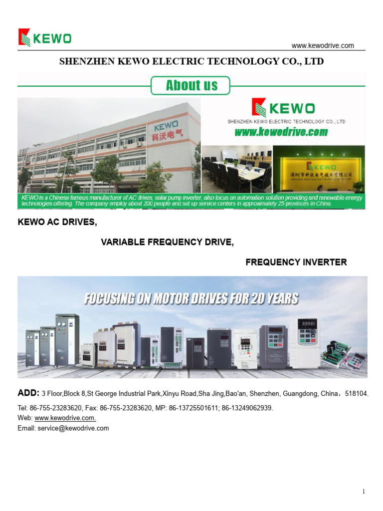 KEWO Inverter and VFD Product Overview | PDF | Electric Motor | Power ...