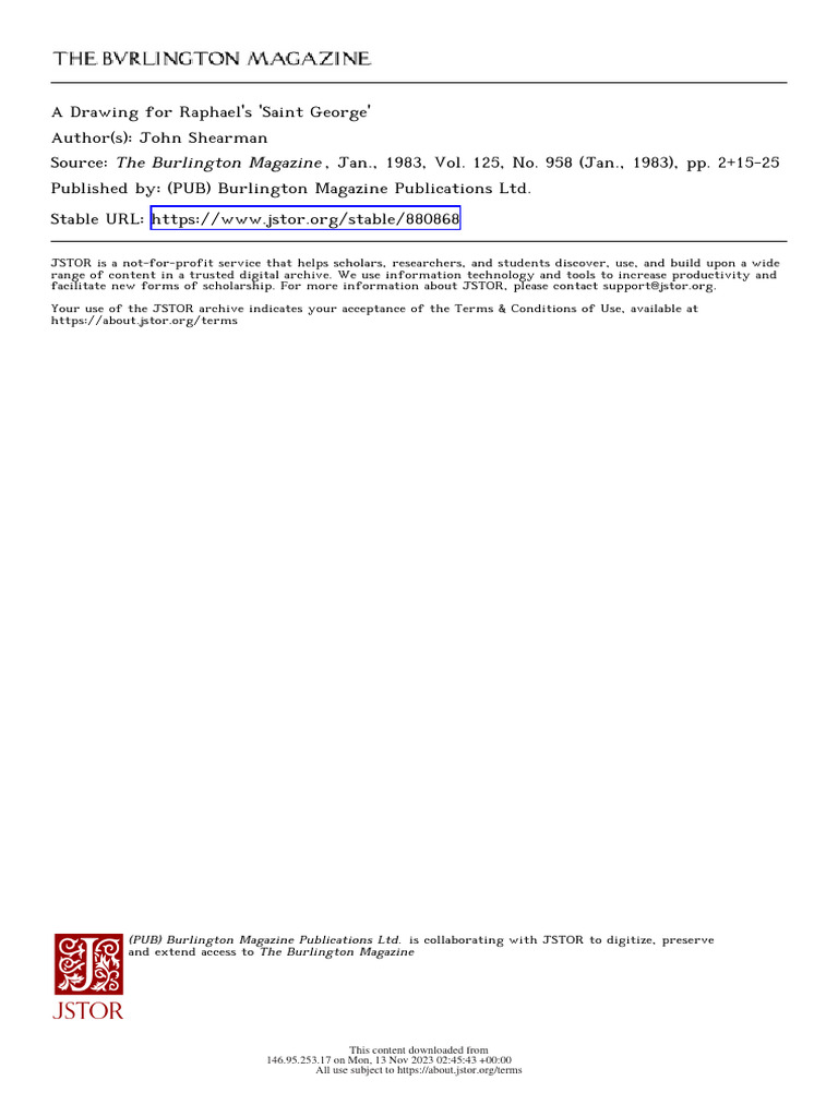 Shearman DrawingRaphaelsSaint 1983 | PDF | Raphael | Leonardo Da Vinci