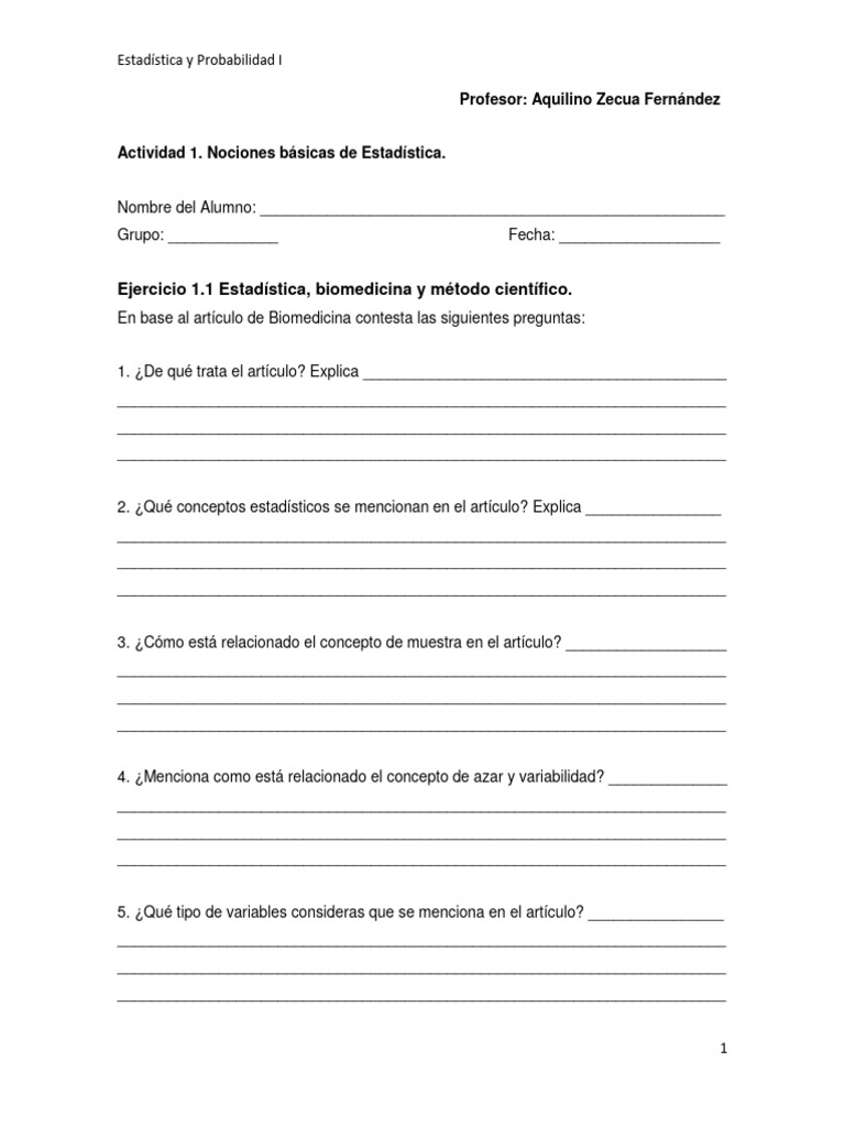 Actividad 1. Conceptos básicos (1) | PDF | Estadísticas | Medición