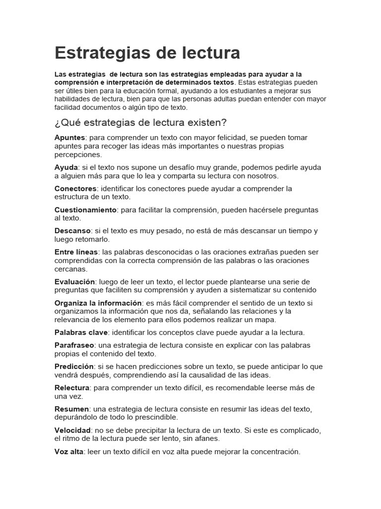 Estrategias de Lectura | PDF