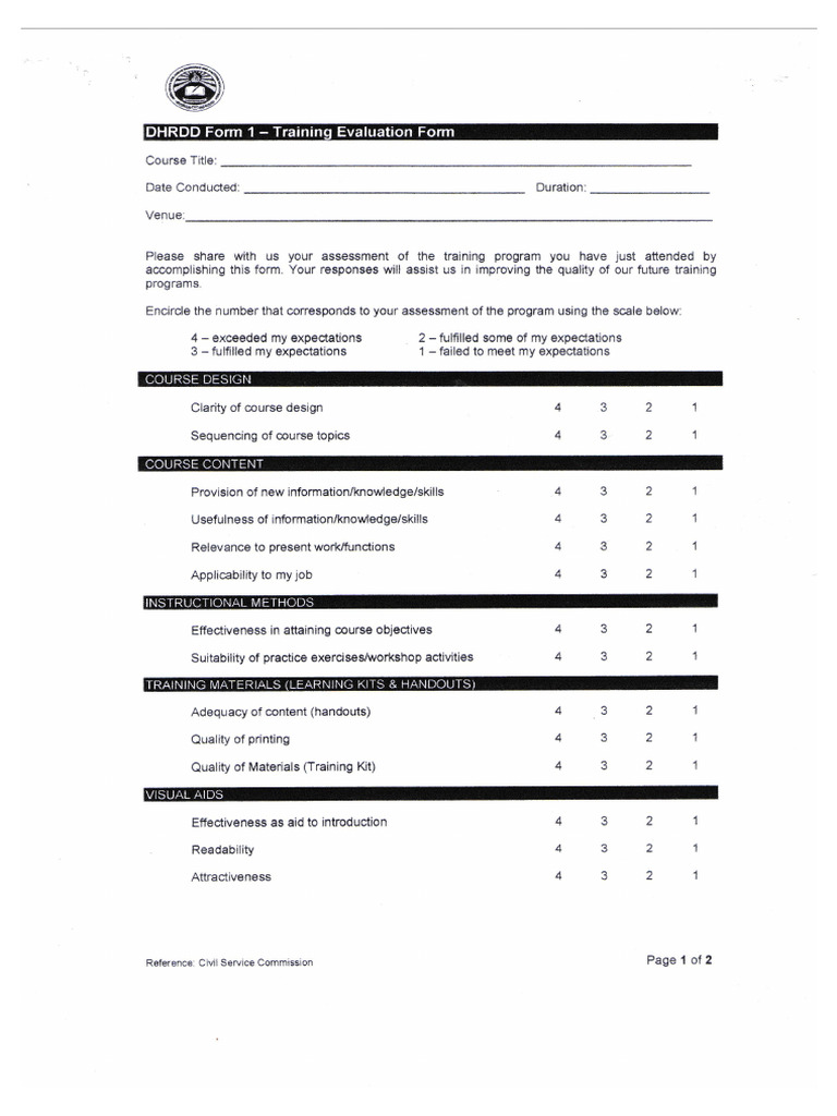 DHRDD Form 1 | PDF