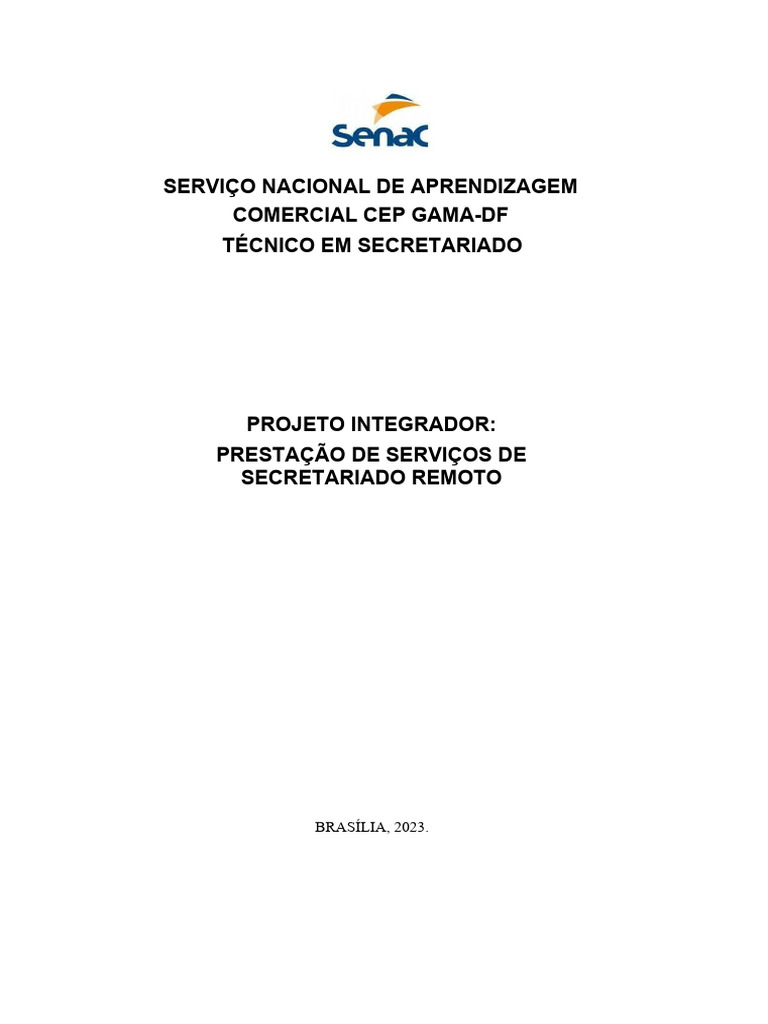 Modelo Projeto Integrador | PDF | Secretário(a) | Comunicação