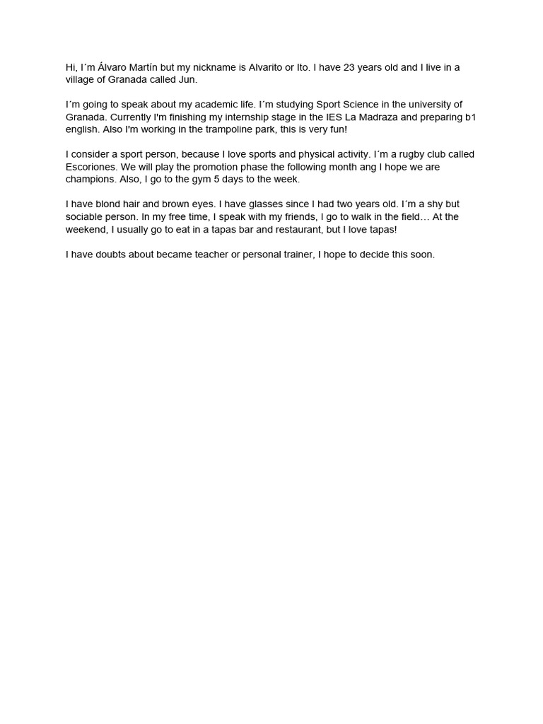 Describing Yourself | PDF | Lifestyle