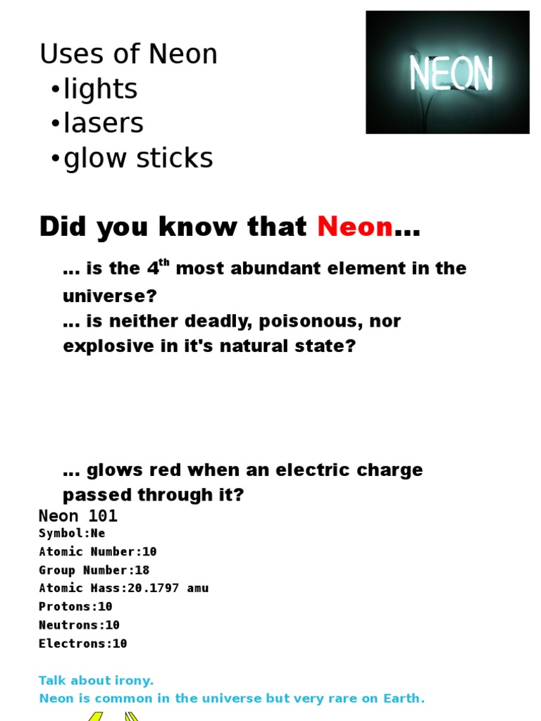 Uses and Facts About Neon Elements | PDF | Young Adult